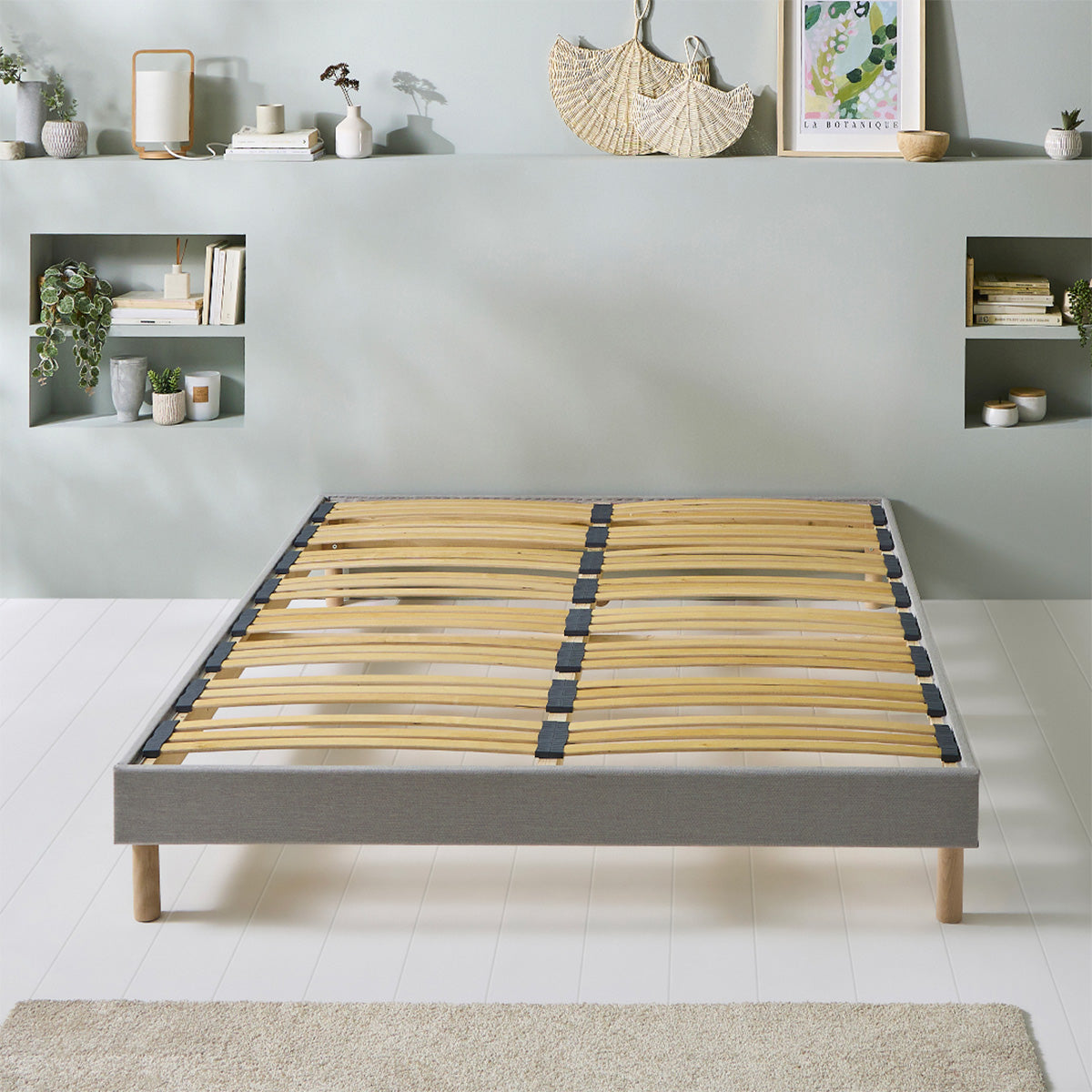Sommier à lattes tissu gris clair CAPITOLE | En kit | La Maison Senso